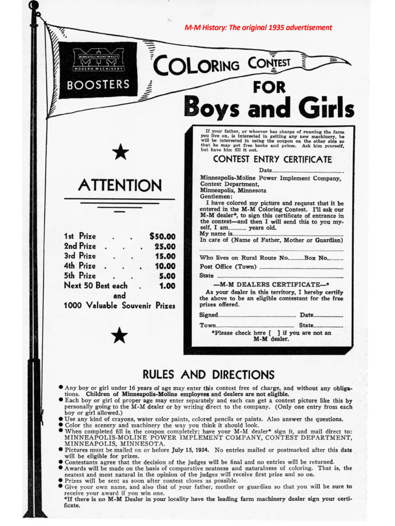 Coloring Contest | Minneapolis Moline - MM CI